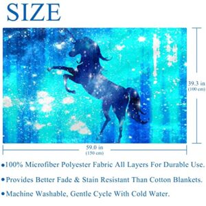 Nebula Galaxy Unicorn Prints Soft Warm Cozy Blanket Throw for Bed Couch Sofa Picnic Camping Beach, 150×100cm