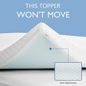 RISAR Memory Foam Mattress Topper King Size Mattress pad 3’’ Inch High Density Extra Firm Mattress Cooling Gel Thick Topper for Back Pain Relief Best Soft Bed with Cover Top Mattress (53x75 Inchs)