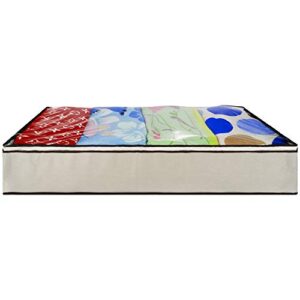 Ziz Home Zippered Under Bed Storage Bag 3 Pack | Used for Underbed Clothes Storage Linen Storage Blanket Storage Sweater Storage Duvet Storage Bins Clear Window