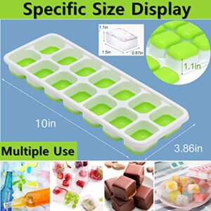 Ice Cube Tray with Lid 4 Pack, EDEFISY Reusable 14-Ice Cube Trays Easy-Release & Flexible Ice Trays for Freezer wit Lid for Chilled Drinks, Whiskey and Cocktails, Green