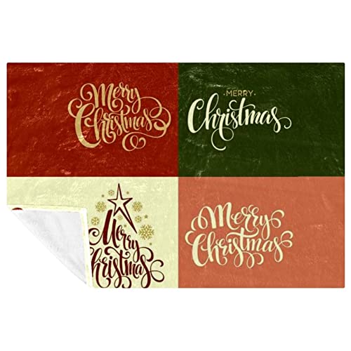 Merry Christmas Prints Soft Warm Cozy Blanket Throw for Bed Couch Sofa Picnic Camping Beach, 150×100cm