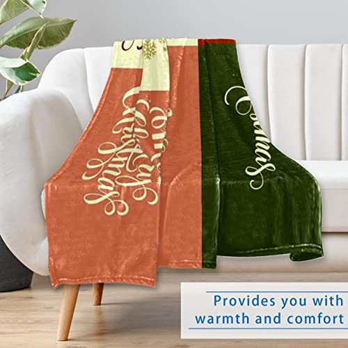 Merry Christmas Prints Soft Warm Cozy Blanket Throw for Bed Couch Sofa Picnic Camping Beach, 150×100cm