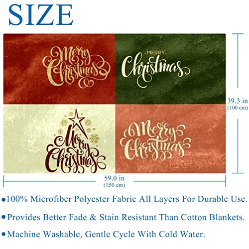 Merry Christmas Prints Soft Warm Cozy Blanket Throw for Bed Couch Sofa Picnic Camping Beach, 150×100cm