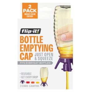 Flip-It! Universal Bottle Emptying Kit - Flip Bottle Upside Down To Get Every Drop Out of Lotions, Shampoos, Conditioners and Kitchen Condiments (2 FULL KITS, Bright Color Edition)