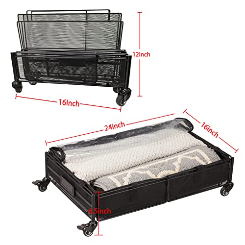 OOOMART.COM Under Bed Storage with Wheels, Under Bed Storage Containers for Shoe Organizers Under Bed, Rolling Underbed Storage for Bedroom Clothes Shoe Blankets, (with Liner,2 Pack)