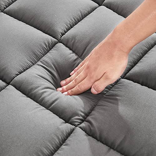 Mattress Pad - Pillow Topper with Stretches to 18” Deep Pocket Fits Up to 8”-21” Cooling Bed Topper,Soft and Breathable Mattress Protector Cover (Gray, Queen)