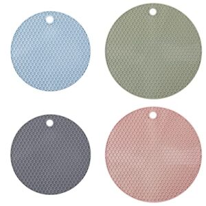 4pcs silicone jar opener gripper pad, 5.7 inch 6.8 inch jar gripper pad multi-purpose round honeycomb jar opener for weak hands seniors elderly kids (grey, blue, green, pink)