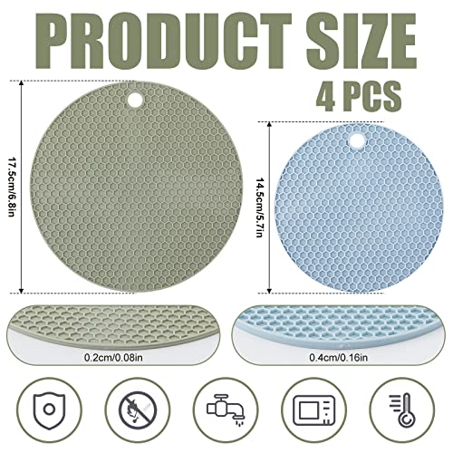 4pcs Silicone Jar Opener Gripper Pad, 5.7 Inch 6.8 Inch Jar Gripper Pad Multi-Purpose Round Honeycomb Jar Opener for Weak Hands Seniors Elderly Kids (Grey, Blue, Green, Pink)