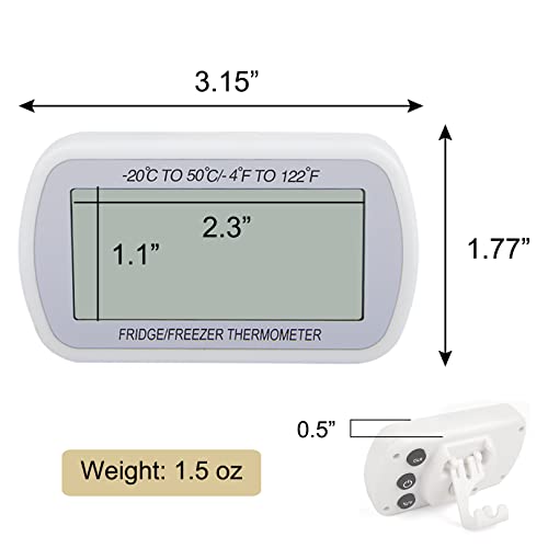 AEVETE 2 Pack Waterproof Digital Refrigerator Thermometer Large LCD, Freezer Room Thermometer with Magnetic Back, No Frills Easy to Read