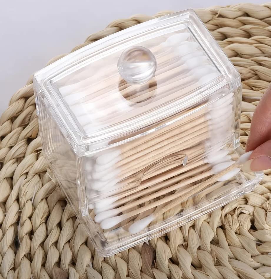 Cotton Swabs Storage Holder, Cotton Swabs Box, Cotton Pads Holder (Plastic)