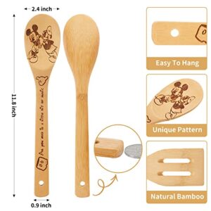 Wooden Spoons for Cooking, Bamboo Cooking Kitchen Utensils Set, Housewarming Birthday Anniversary Present for Friend (6PCS)