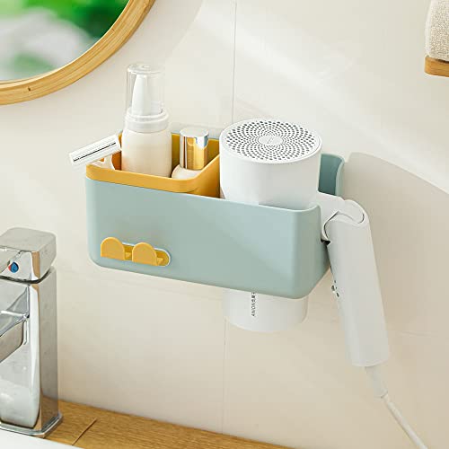 Poeland Hair Dryer Holder Wall Mounted, Hair Tools Organizer for Bathroom, Bathroom Supplies Caddy Storage for Hair Dryer Accessories, Makeup, Toiletries