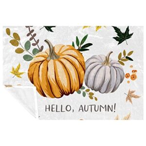 ripen pumpkin and maple leaves prints soft warm cozy blanket throw for bed couch sofa picnic camping beach, 150×100cm