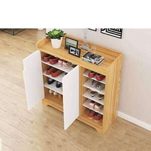 DINGZZ Multi-Layer Simple Shoe Shelf Home Simple Household Dustproof Shoe Cabinet, Wooden Shoe Rack (Color : Black)