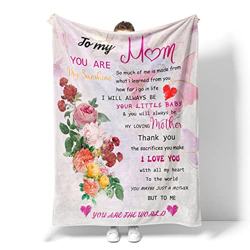 to Mom Blanket,Throw Blanket Gifts for Mom,All Season Use Luxury Lightweight Warm Super Soft Cozy Flannel Fleece Blankets for Bed Sofa Couch 60x50 Inches