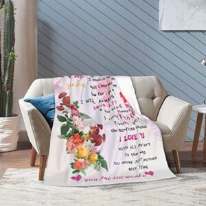 to Mom Blanket,Throw Blanket Gifts for Mom,All Season Use Luxury Lightweight Warm Super Soft Cozy Flannel Fleece Blankets for Bed Sofa Couch 60x50 Inches