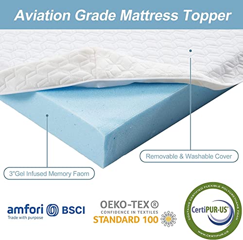 ONLIMET Mattress Topper Queen, 3 Inch Queen Memory Foam Mattress Topper for Body Support & Pressure Relief with Breathable & Removable & Washable Bamboo Fiber Cover Queen Mattress Topper (60X80'')