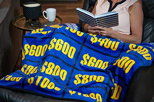 JUST FUNKY Jeopardy Game Board Large Fleece Throw Blanket | Jeopardy Board Design Soft Blankets and Throws | Official Jeopardy Throw Blankets | Measures 60 x 45 Inches