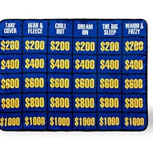 JUST FUNKY Jeopardy Game Board Large Fleece Throw Blanket | Jeopardy Board Design Soft Blankets and Throws | Official Jeopardy Throw Blankets | Measures 60 x 45 Inches