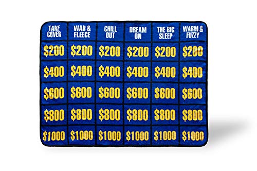 JUST FUNKY Jeopardy Game Board Large Fleece Throw Blanket | Jeopardy Board Design Soft Blankets and Throws | Official Jeopardy Throw Blankets | Measures 60 x 45 Inches