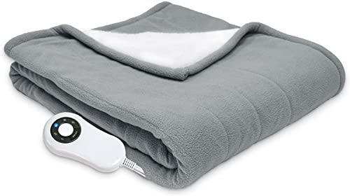 Florence & Sheridan | Reversible Sherpa/Fleece Electric Throw Blanket, 50"x60" With 5-Heat Setting Controller, Beige