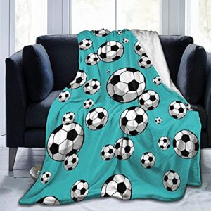 Soccer Soft Luxury Blanket Throw Lightweight Flannel Blankets for Adults Boys Girls Gift 50"X40"