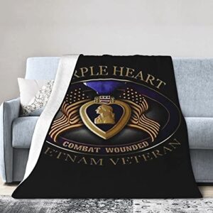 purple heart vietnam veteran throw blanket flannel fleece boho super soft cozy warm plush bedding lightweight blankets for couch sofa bed adults kids