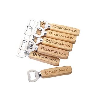 pongs set of 10 wooden bottle opener cap opener, groomsmen gift, best man gift, wedding gift, wedding favors (9 groomsman and 1 best man)