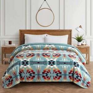 pendleton legend lake aqua sherpa fleece blanket (king (u.s. standard))