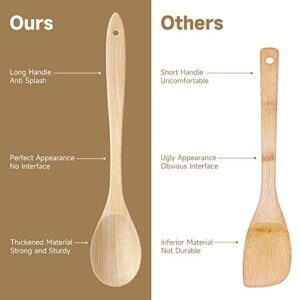 Mooues 6 Piece Wooden Spoons for Cooking Set Bamboo Kitchen Utensils Set Smooth Surface Non-Stick Cooking Utensils Set Comfortable Grip Wooden Utensils for Cooking, Housewarming Holiday Gift