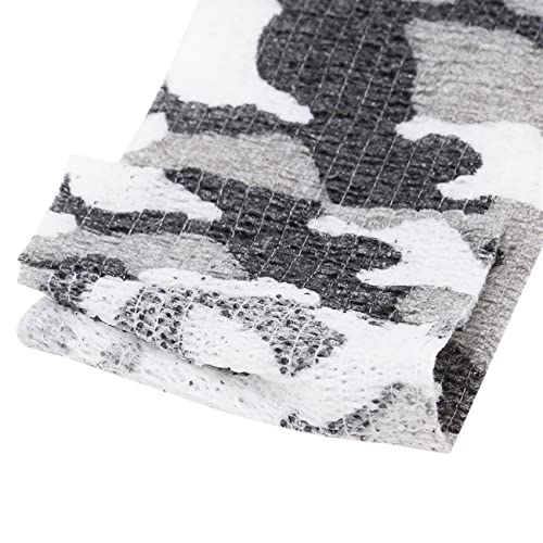 Atmneris Camo Wrap Tape Self-Adhesive Protective Bandage for Camping,Hunting Cohesive Flexible Reusable Multi-Purpose,Black and White