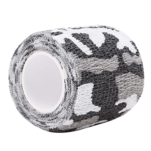 Atmneris Camo Wrap Tape Self-Adhesive Protective Bandage for Camping,Hunting Cohesive Flexible Reusable Multi-Purpose,Black and White