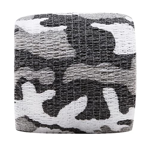 Atmneris Camo Wrap Tape Self-Adhesive Protective Bandage for Camping,Hunting Cohesive Flexible Reusable Multi-Purpose,Black and White