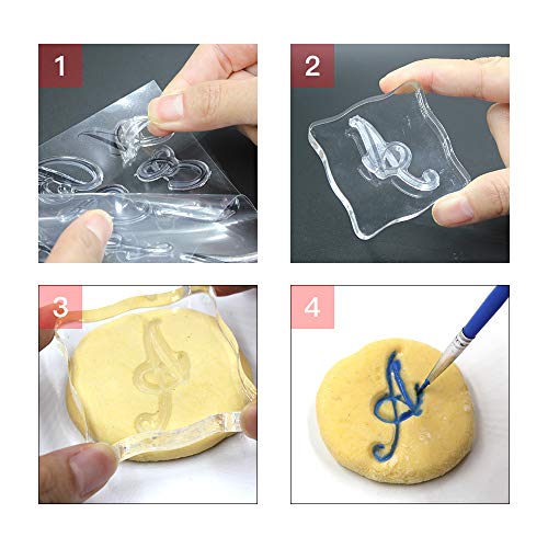 4PCs Alphabet Cake Stamp Tools, Alphabet & Numbers Fondant Cake Mold, DIY Cookie Stamp High Heel Sunglasses Fondant Molds for Fondant Biscuit Cake Cookie Mold Baking Tool