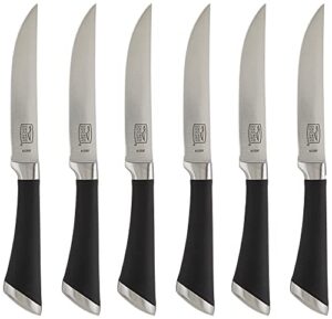 chicago cutlery fusion 6 piece forged premium steak knife set, cushion-grip handles with stainless steel blades, resists stains, rust, & pitting, kitchen knives