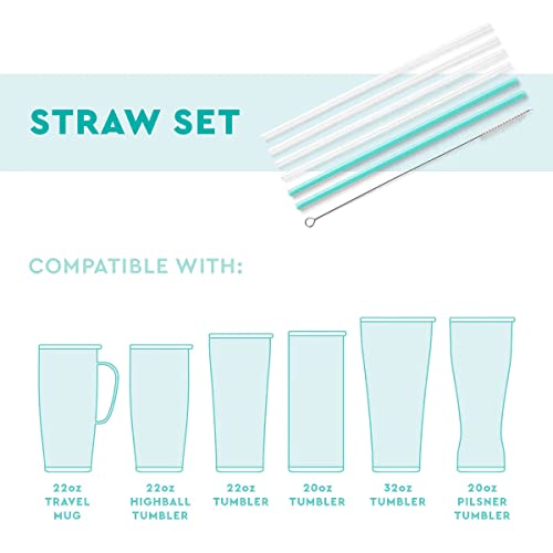 Swig Life Reusable Straws Luxy Leopard + Blush Reusable Straw Set + Cleaning Brush, Each Straw is 10.25 inch Long (Fits Swig Life 20oz Tumblers, 22oz Tumblers, and 32oz Tumblers)