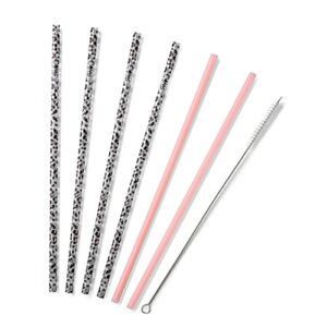 Swig Life Reusable Straws Luxy Leopard + Blush Reusable Straw Set + Cleaning Brush, Each Straw is 10.25 inch Long (Fits Swig Life 20oz Tumblers, 22oz Tumblers, and 32oz Tumblers)