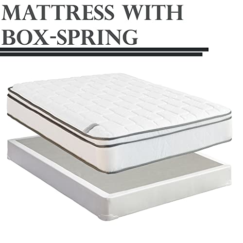 Nutan 10-Inch Medium Plush " Eurotop Innerspring Mattress And 8-Inch Wood Boxspring/Foundation Set Queen