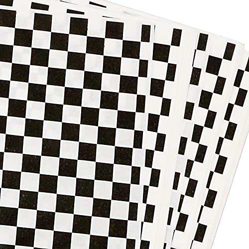 Hslife 100 Sheets Black and White Checkered Dry Waxed Deli Paper Sheets, Paper Liners for Plastic Food Basket, Wrapping Bread and Sandwiches(11''x11.6'')