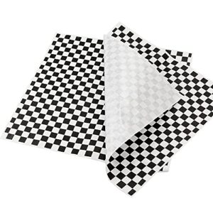 Hslife 100 Sheets Black and White Checkered Dry Waxed Deli Paper Sheets, Paper Liners for Plastic Food Basket, Wrapping Bread and Sandwiches(11''x11.6'')