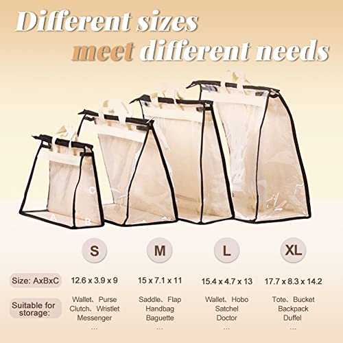 2 PCS Hanging Handbag Storage Organizer Purse Dustproof Storage Bag Transparent Non-woven Storage Bag with Zipper and Handle (S)