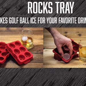 Rival and Revel R|R Rocks - 6 Ball Tray - R|R Rocks - Golf Ball Ice Maker, Red, 6.75" x 4.5" x 2"