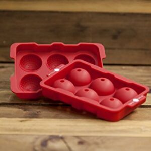 Rival and Revel R|R Rocks - 6 Ball Tray - R|R Rocks - Golf Ball Ice Maker, Red, 6.75" x 4.5" x 2"