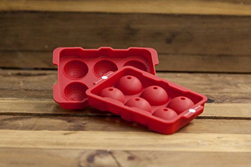 Rival and Revel R|R Rocks - 6 Ball Tray - R|R Rocks - Golf Ball Ice Maker, Red, 6.75" x 4.5" x 2"