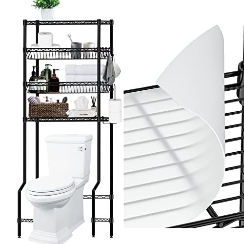 Folews Bathroom Organizer Over The Toilet Storage, 4-Tier Bathroom Shelves Over Toilet Shelf Above Toilet Storage Rack Freestanding Bathroom Space Saver with Adjustable Shelves and Baskets