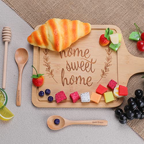 House Warming Gifts New Home,New Home Gifts for Home,Christmas House Warming Gifts for Couple Women Men,Home Sweet Home Housewarming Gift Bamboo Serving Board Coasters Spoon