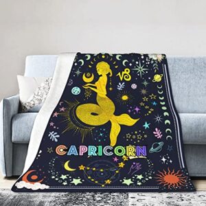 Cartoon Capricorn Blanket Constellations Throw Blankets Soft Horoscope Astrology Flannel Throw Blanket Zodiac Sign 50"X40"