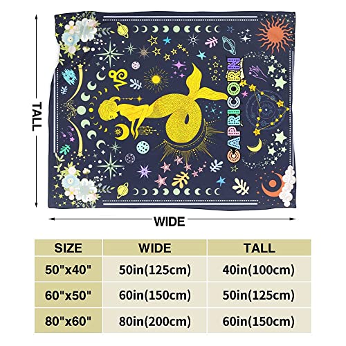 Cartoon Capricorn Blanket Constellations Throw Blankets Soft Horoscope Astrology Flannel Throw Blanket Zodiac Sign 50"X40"