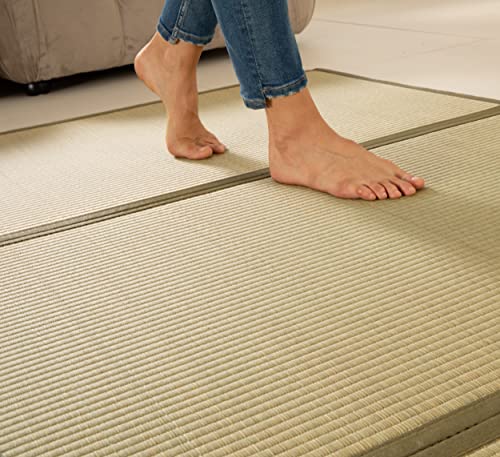 MustMat Tatami Mat Rush Grass Tatami Mattress Japanese Traditional Foldable (queen-61 x78)