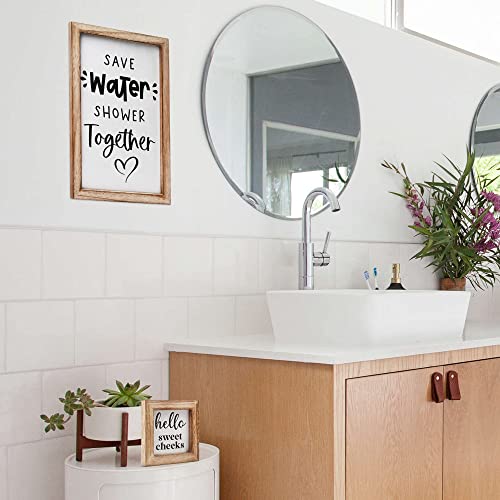 LotFancy Farmhouse Bathroom Decor, Funny Wall Signs and Wooden Back of Toilet Storage Basket